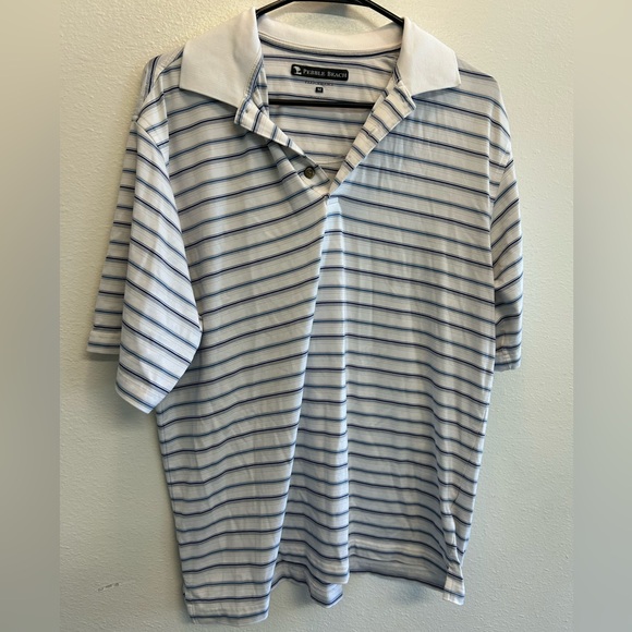 Pebble Beach | Shirts | Pebble Beach Blue And White Striped Polo Shirt ...